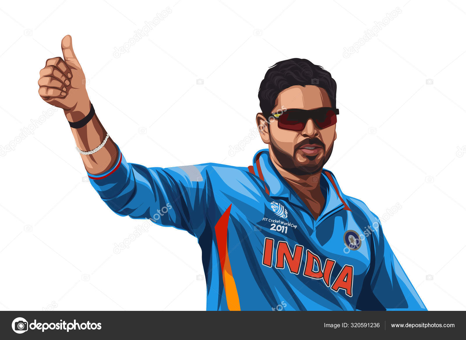 Vector Cartoon Illustration Indian Cricketer Yuvraj Singh Wearing Blue ... Vector Cartoon Illustration Indian Cricketer Yuvraj Singh Wearing Blue ...