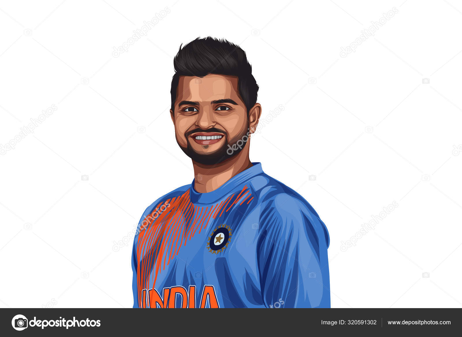 Vector Cartoon Illustration Indian Cricketer Suresh Kumar Raina Wearing ...