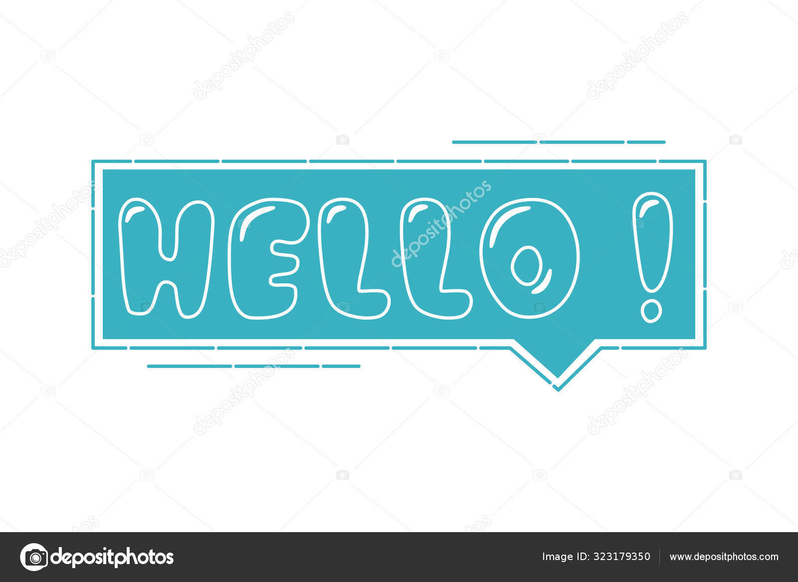Vector Cartoon Illustration Hello Text Isolated White Background Stock ...