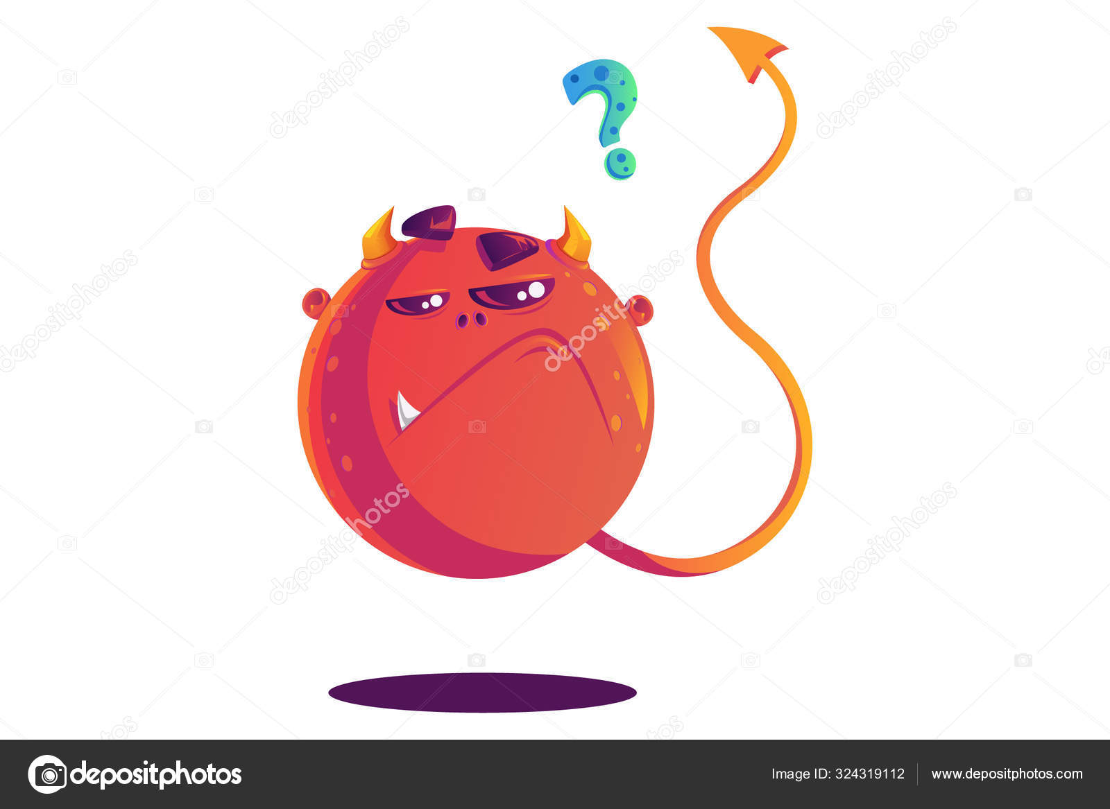 Vector Cartoon Illustration Confused Monster Isolated White Background ...