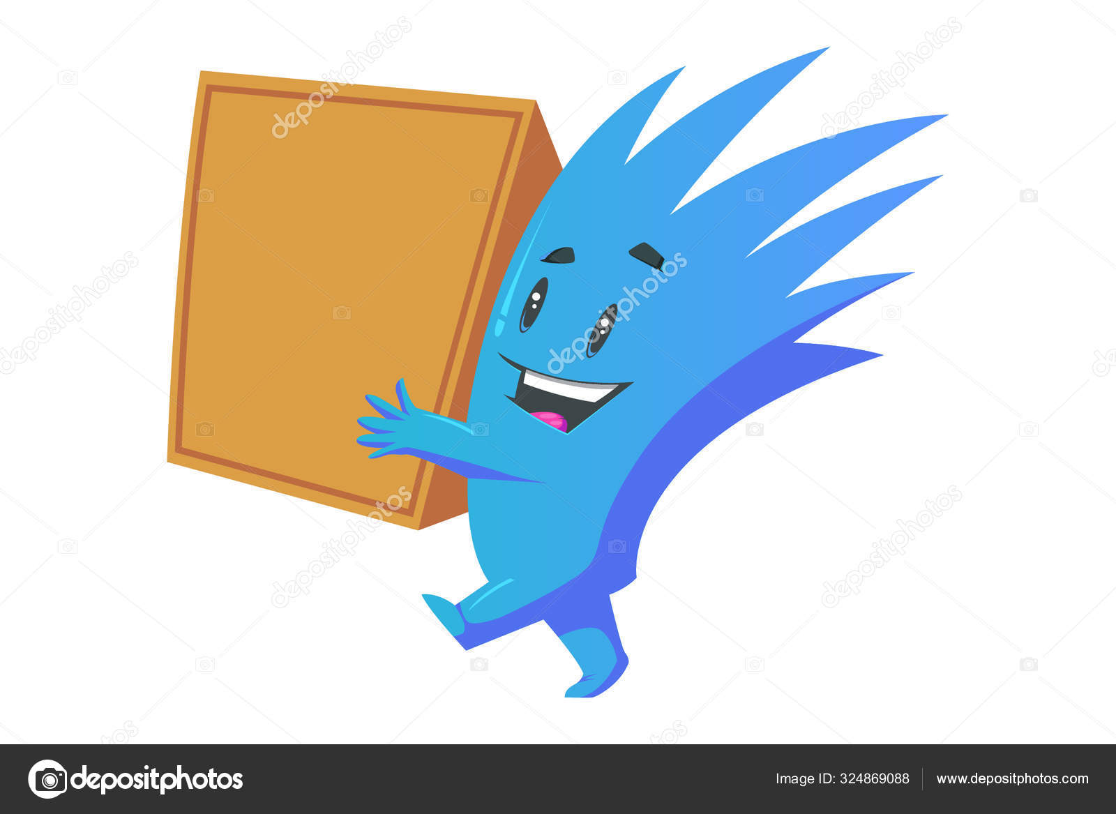 Vector Cartoon Illustration Monster Box Isolated White Background Stock ...