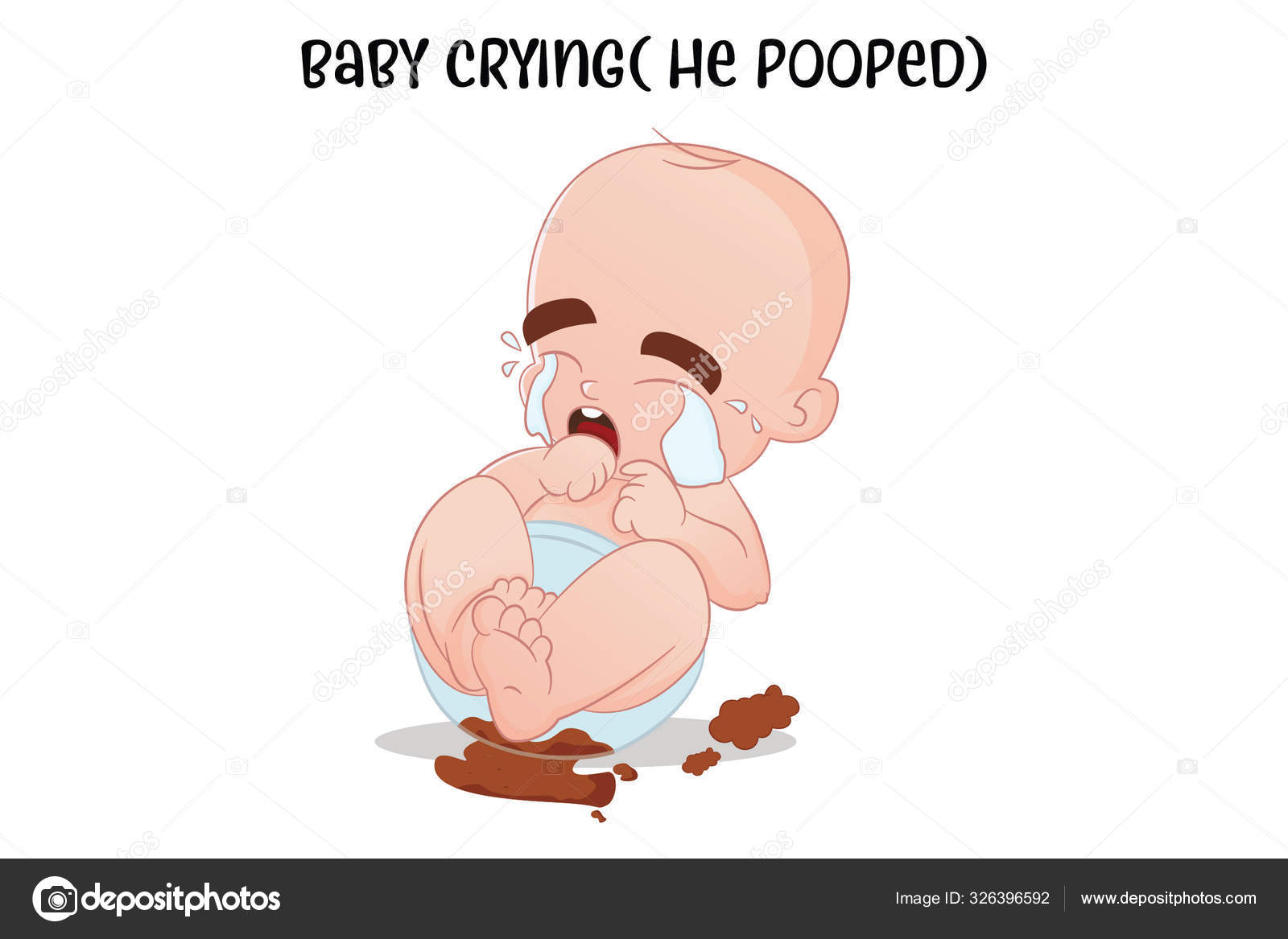 Ilustración Dibujos Animados Vectoriales Bebé Llorando Texto Letras ...