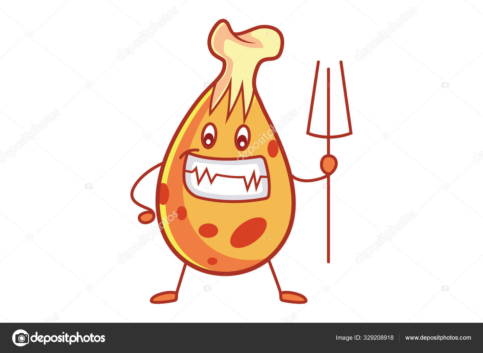 Cute Chicken Character Devil Mood Vector Illustration Isolated White ...