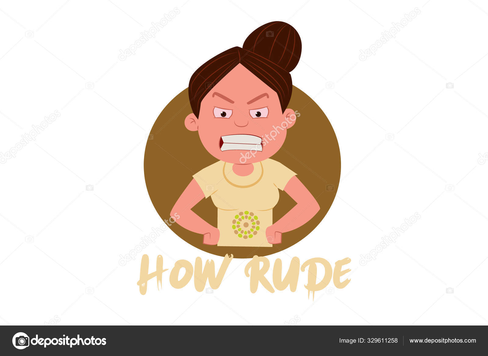 Vector Cartoon Illustration Angry Girl Lettering Text How Rude Isolated ...