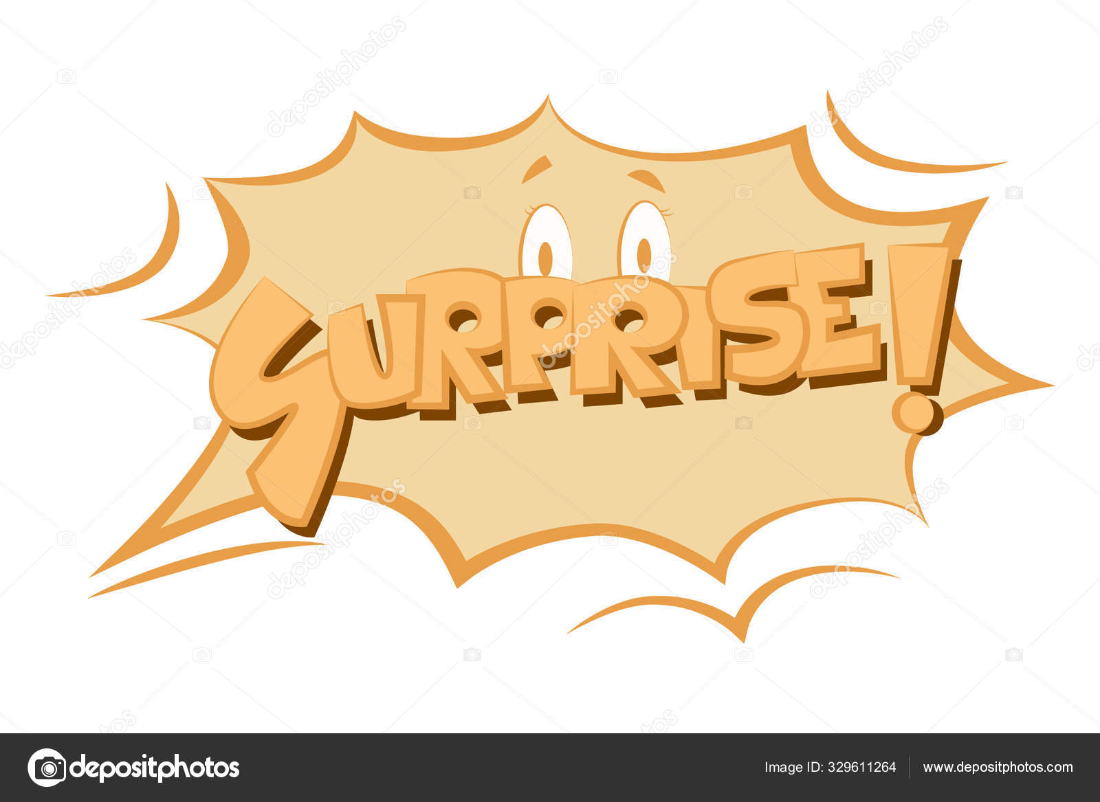 Vector Cartoon Illustration Surprise Text Isolated White Background ...