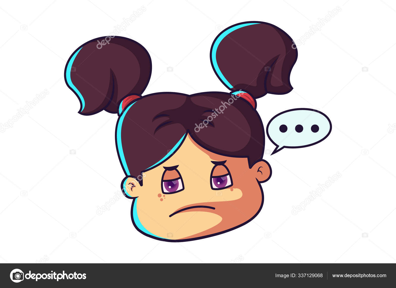 Vector Cartoon Illustration Annoying Girl Face Isolated White ...