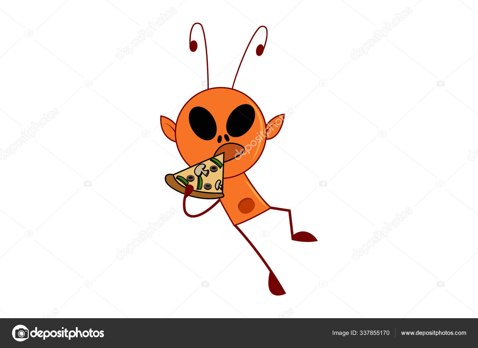 Vector Illustration Ant Pizza Isolated White Background Stock Vector ...