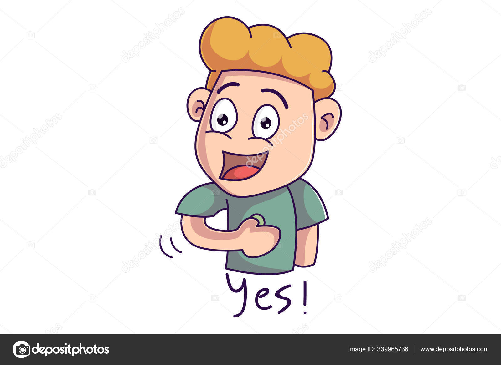 Ilustración Dibujos Animados Vectoriales Del Niño Feliz Diciendo Que ...