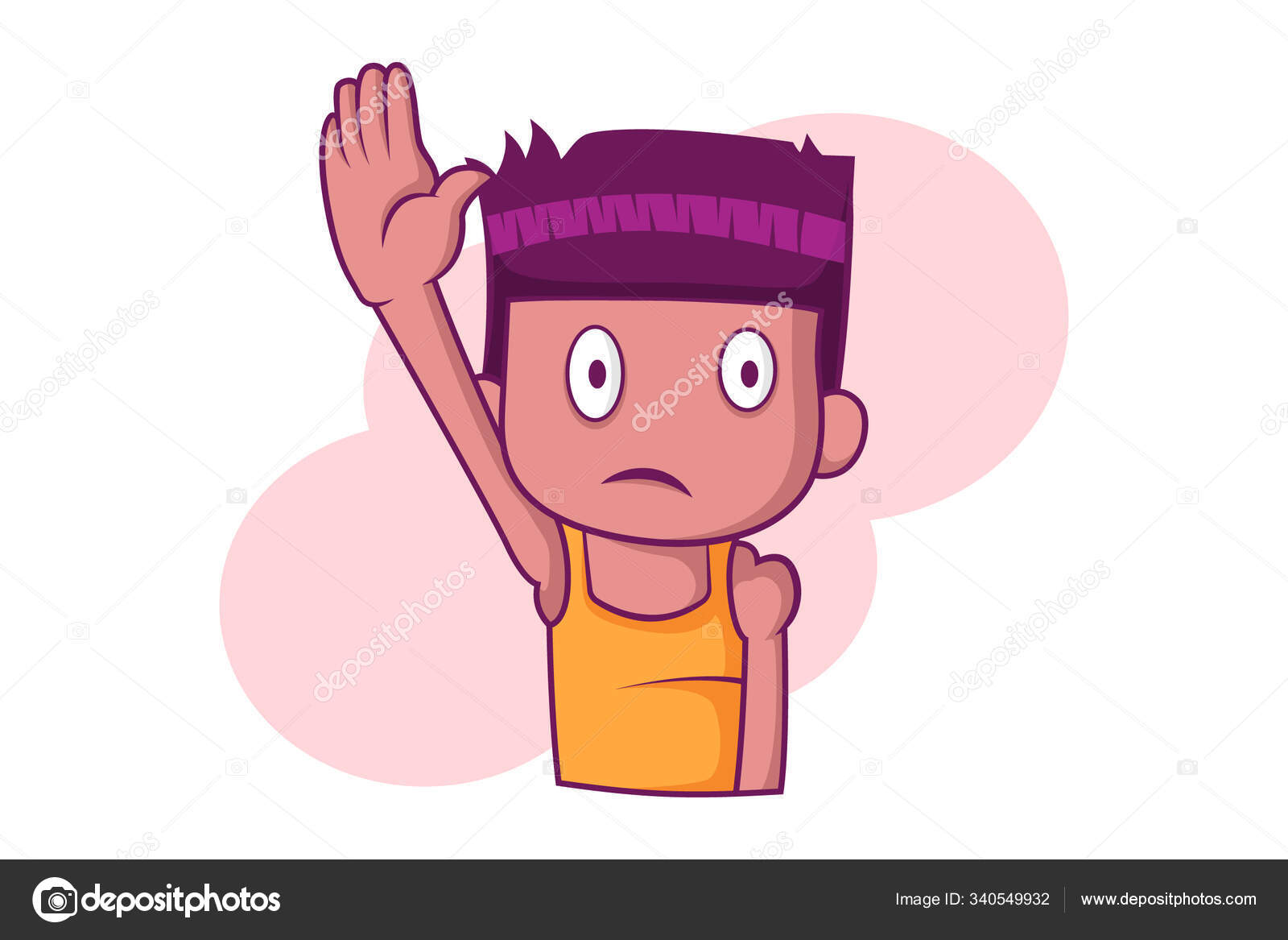 Ilustración Dibujos Animados Vectoriales Del Niño Levantando Mano ...