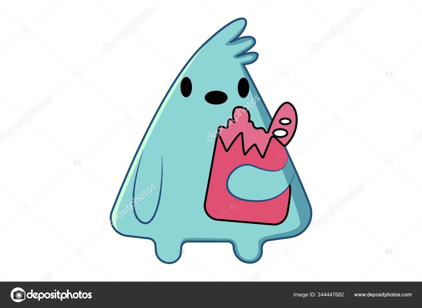 Vector Cartoon Illustration Cute Emoji Character Holding Packet Hand ...