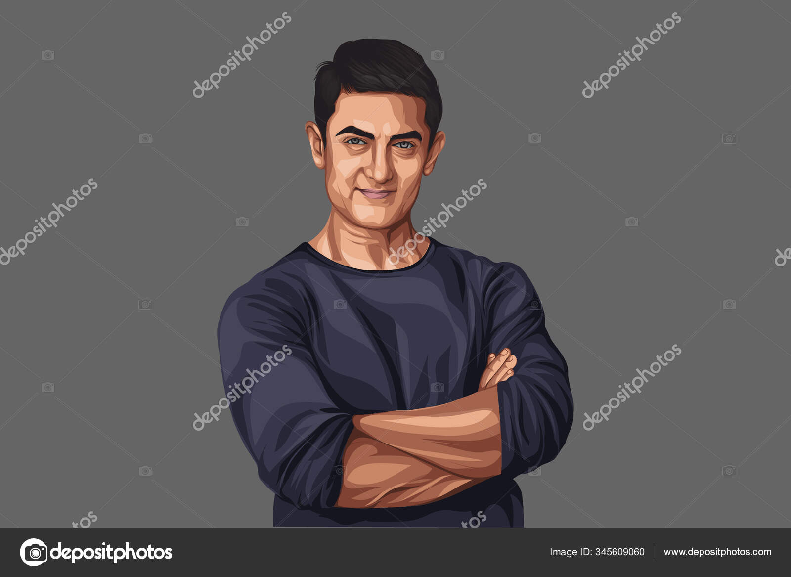 Vector Cartoon Illustration Actor Amir Khan Isolated Colored Background ...