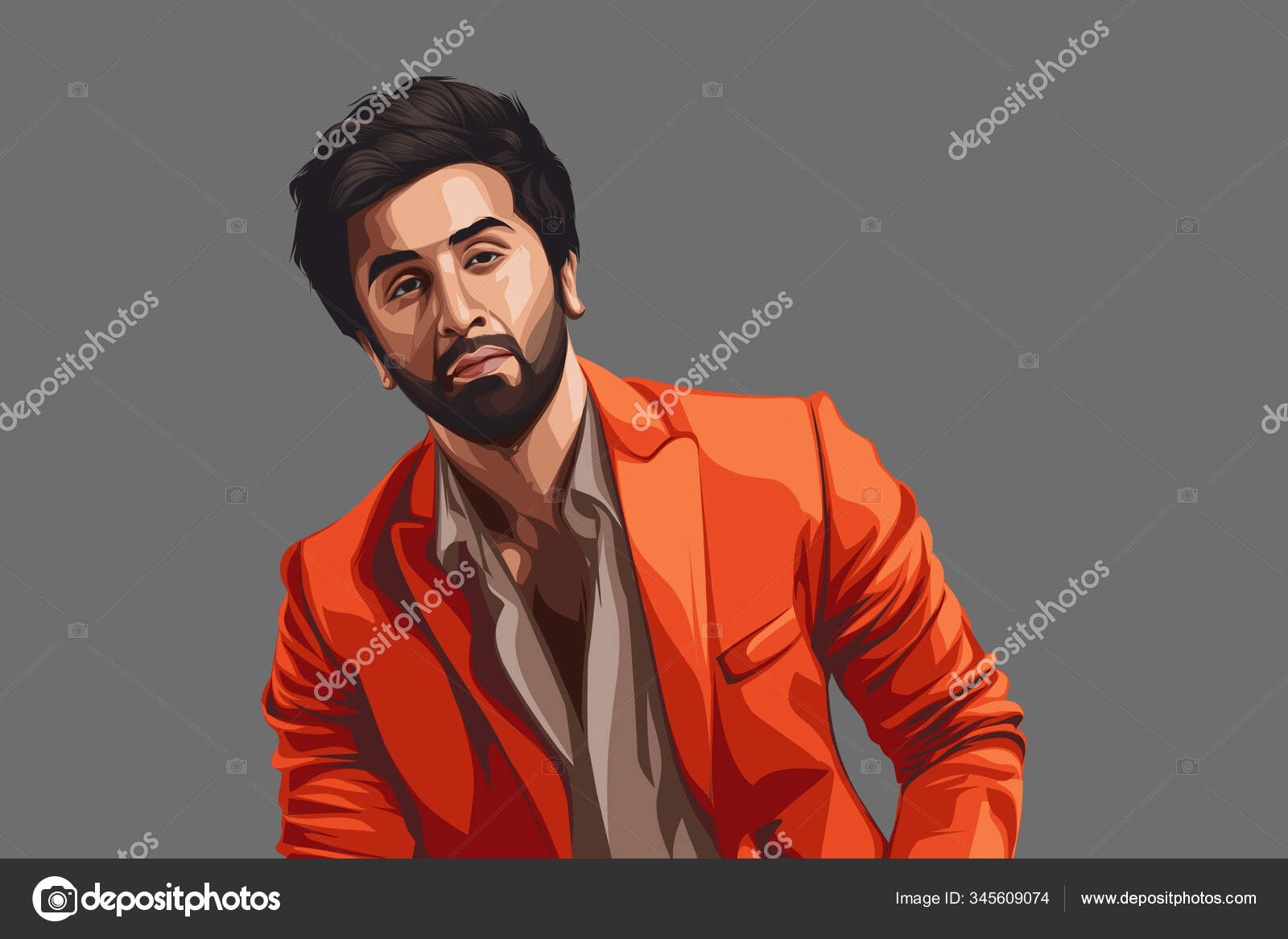 Vector Cartoon Illustration Actor Ranbir Kapoor Isolated Colored ...