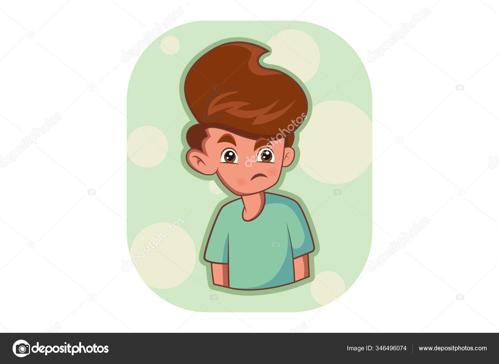 Vector Cartoon Illustration Disappointed Boy Isolated White Background ...