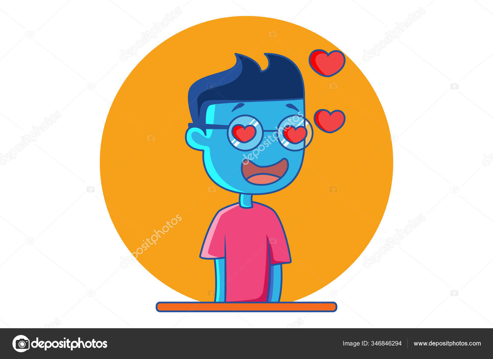Vector Cartoon Illustration Blue Alien Boy Love Isolated White ...