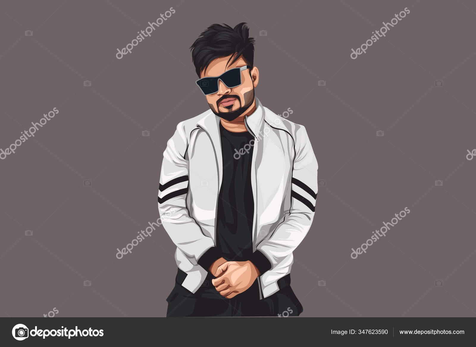 Vector Cartoon Illustration Handsome Man Isolated Colored Background ...