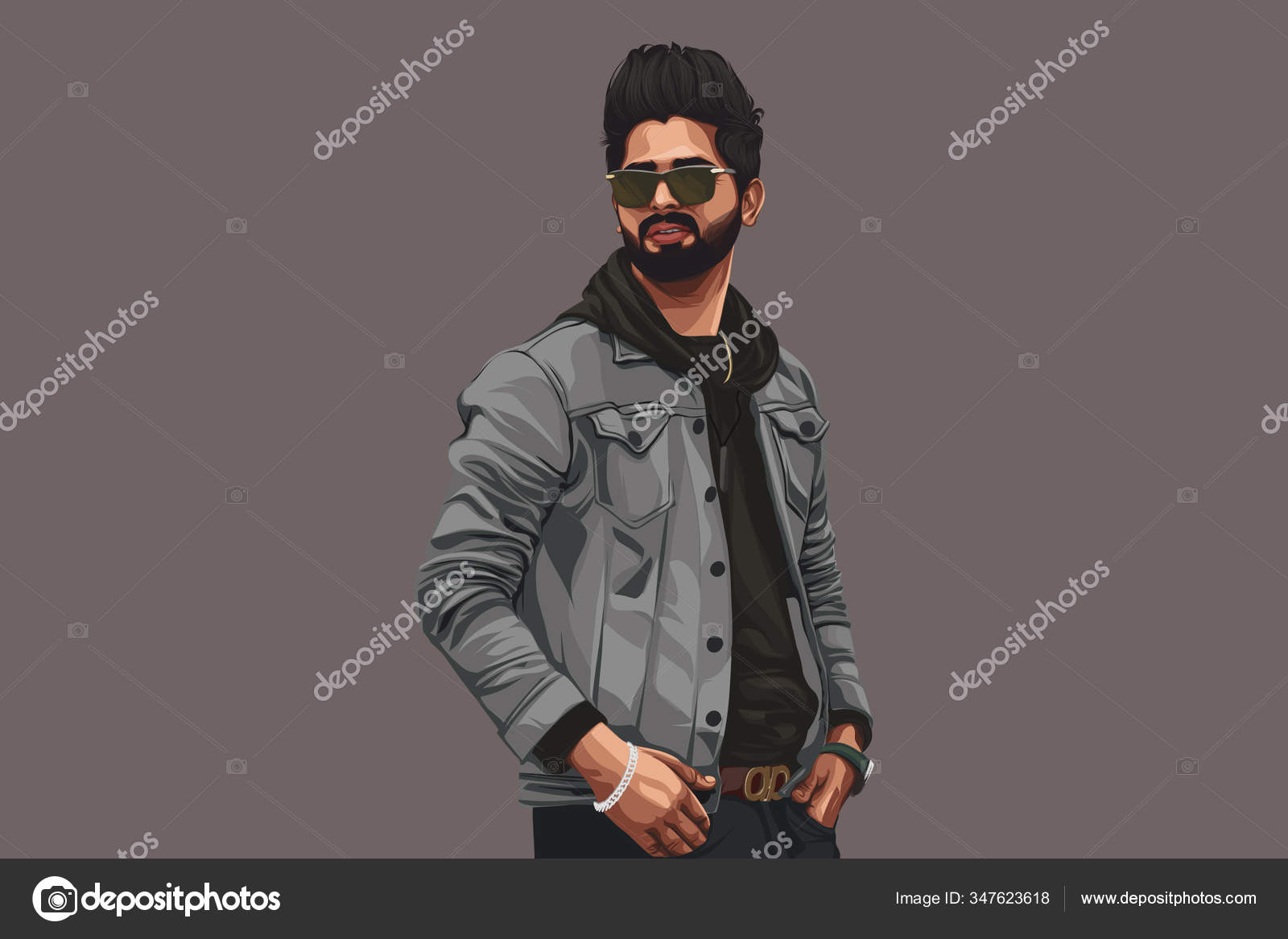 Ilustración Dibujos Animados Hombre Guapo Aislado Fondo Coloreado ...