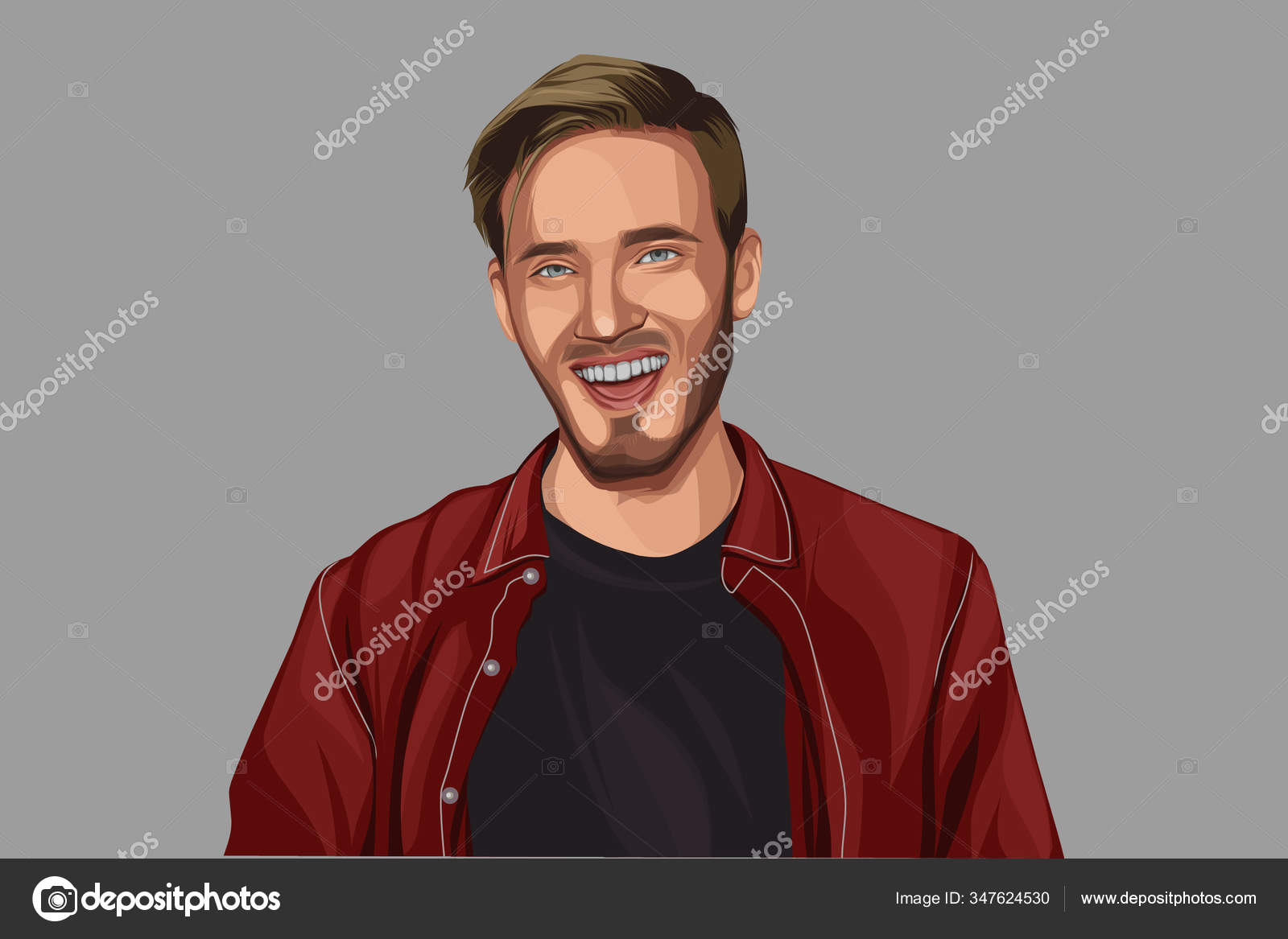 Vector Cartoon Illustration Handsome Happy Man Isolated Colored ...
