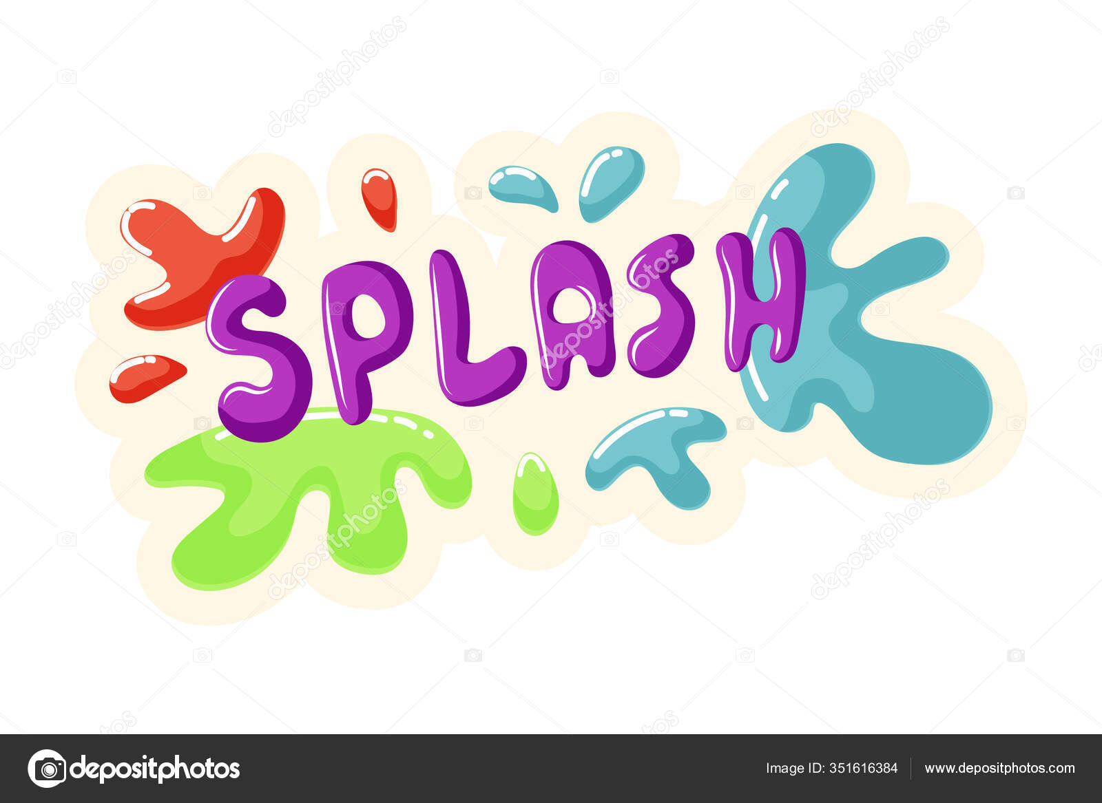 Vector Cartoon Illustration Splash Text Sticker Isolated White ...