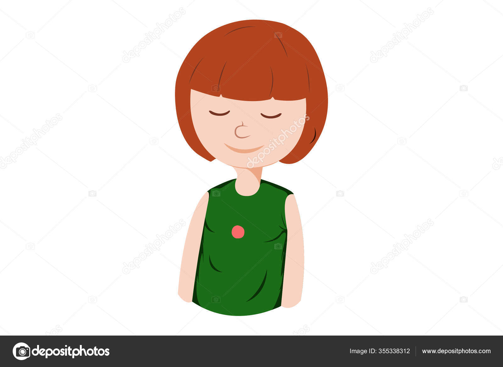 Ilustración Vectorial Dibujos Animados Chica Tranquila Aislado Sobre ...