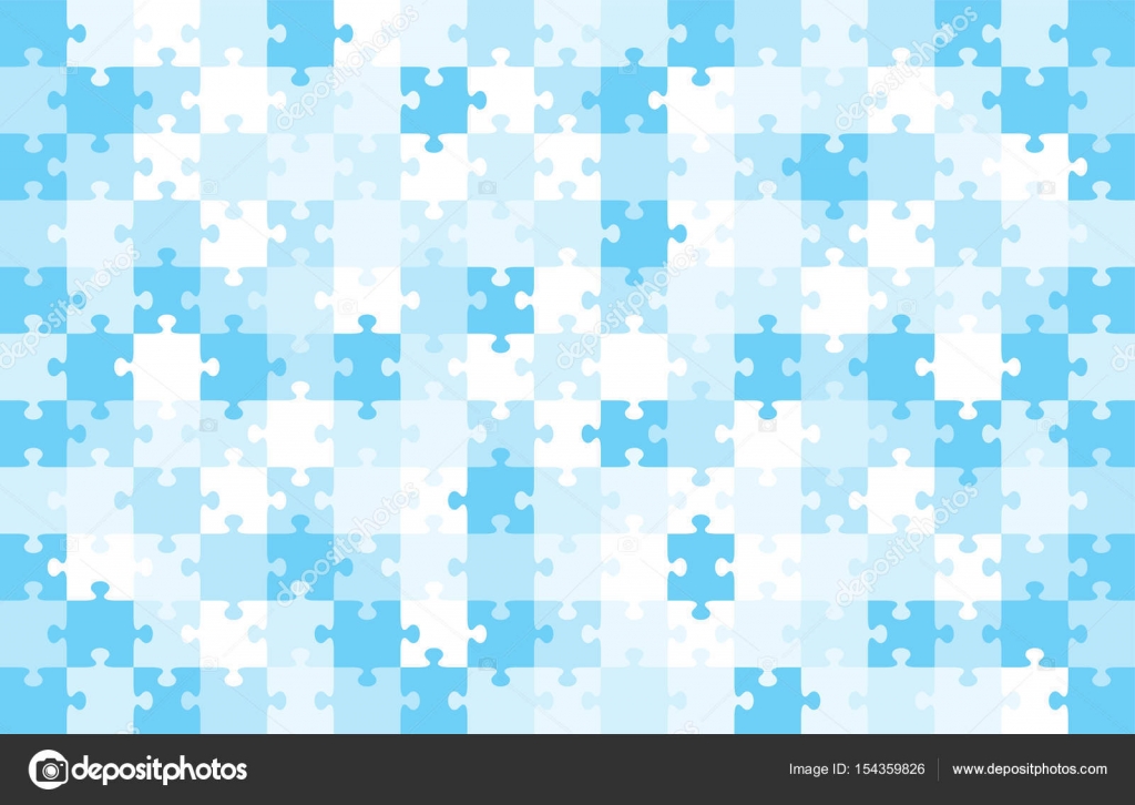 Jigsaw puzzle blue color illustration pattern isolated on white ...