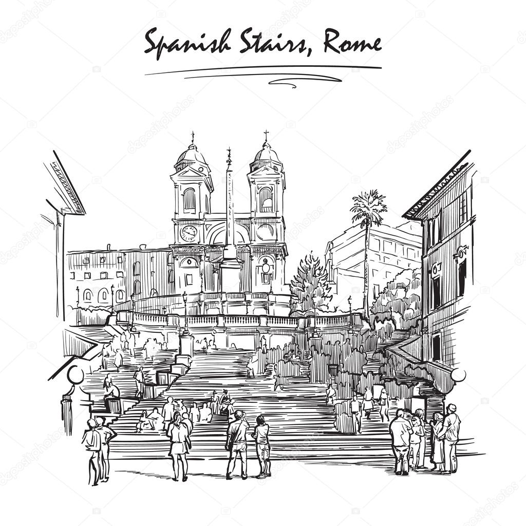 Spanish Stairs sketch on a white BG Stock Vector Image by ©Aen_Seidhe ...