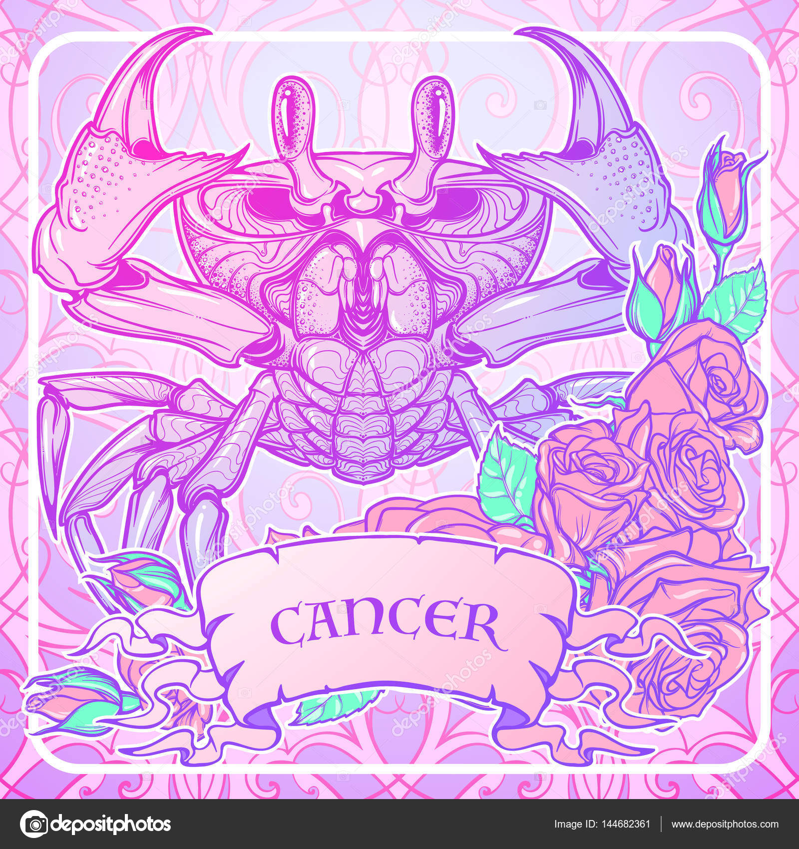 Cáncer De Zodíaco Colores Pastel Vector Gráfico Vectorial © Aen