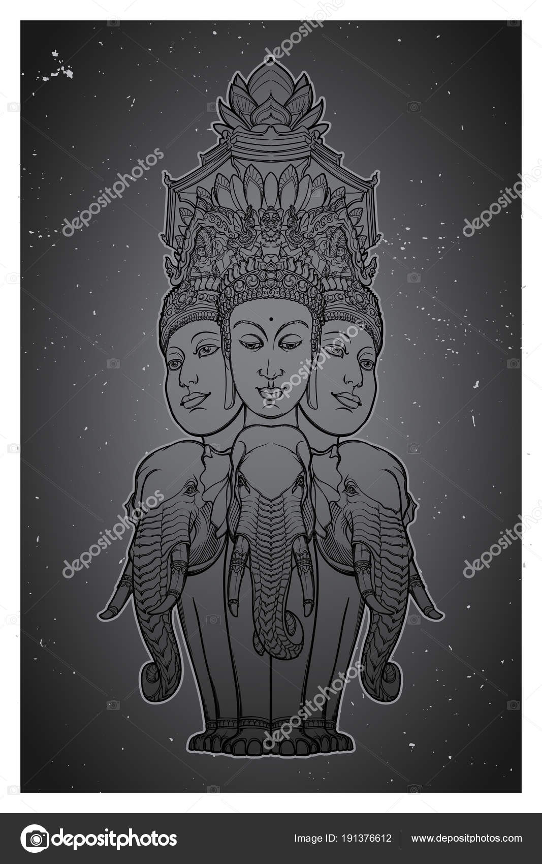 Statue representing Trimurti - trinity of Hindu gods Brahma, Vishnu and ...