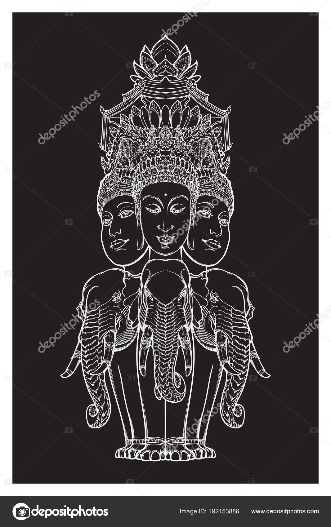 Statue representing Trimurti - trinity of Hindu gods Brahma, Vishnu and ...