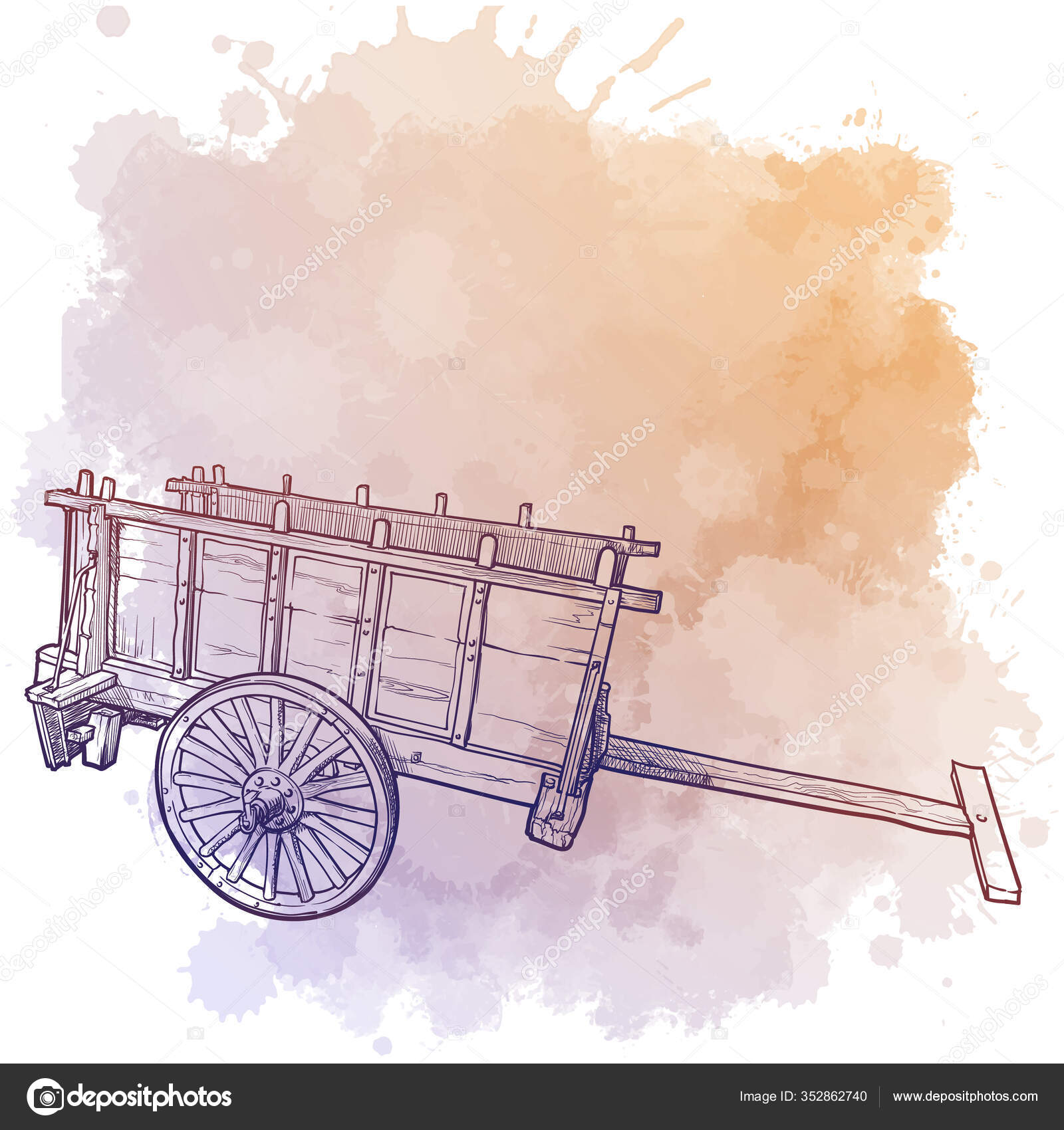 Old-fashioned farm cart. Grunge Stock Vector Image by ©Aen_Seidhe ...