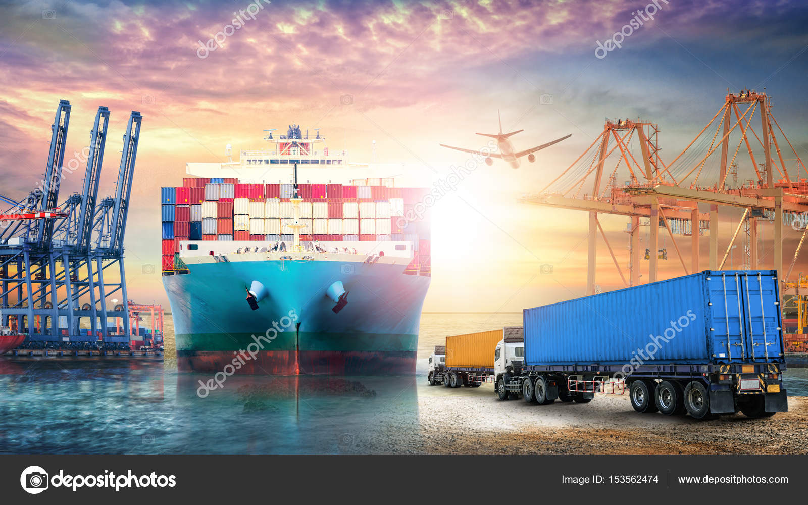 Logistics import export background and transport industry of Container ...