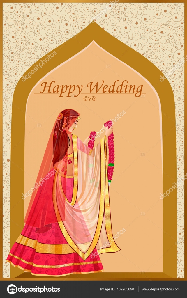 Индийская невеста в Вармале Векторное изображение ©PremiumStock 139963898