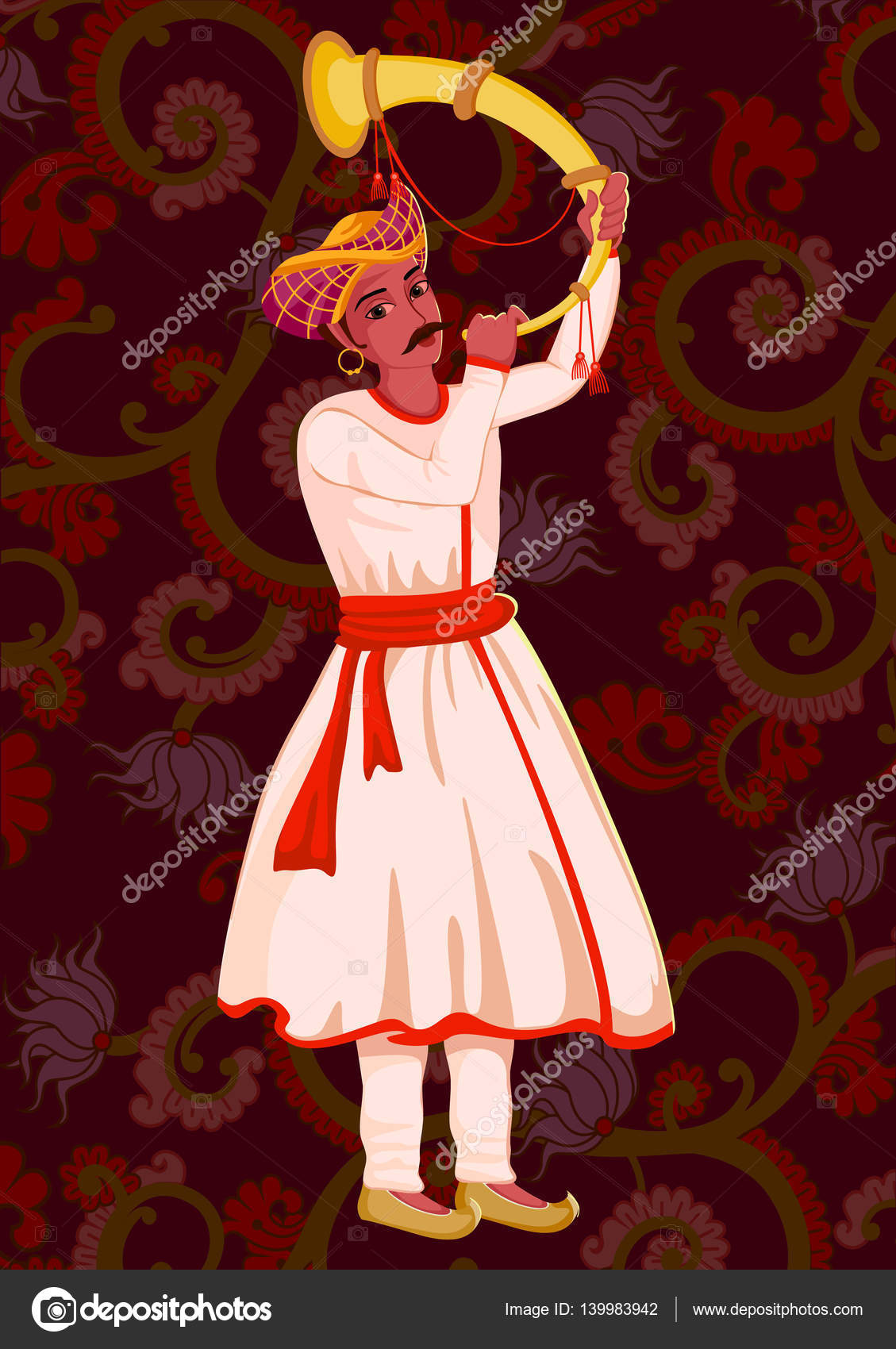 Artist playing Tutari folk music of India Stock Vector Image by ...