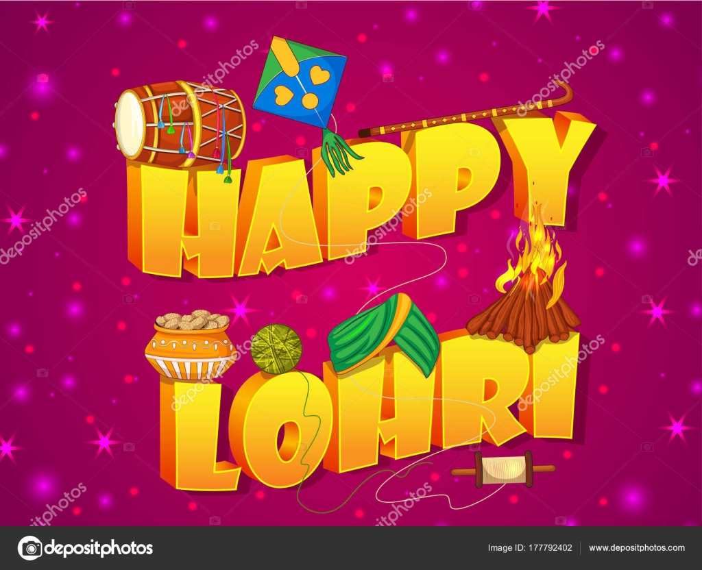 Harvest festival of Punjab, India Happy Lohri holiday background Stock ...