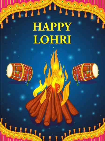 Harvest festival of Punjab, India Happy Lohri holiday background Stock ...