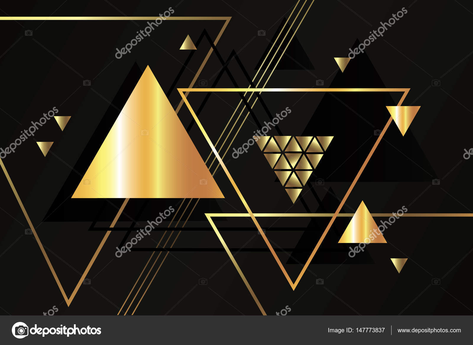Abstract golden geometric background vector with triangles. Stock ...