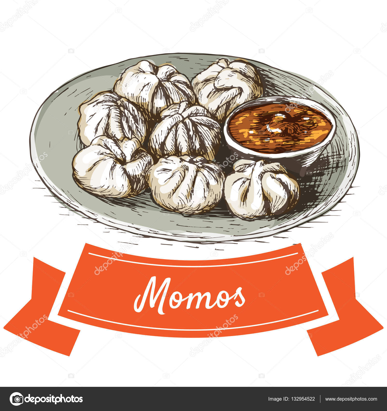 Momos colorful illustration. Stock Vector by ©messer16 132954522