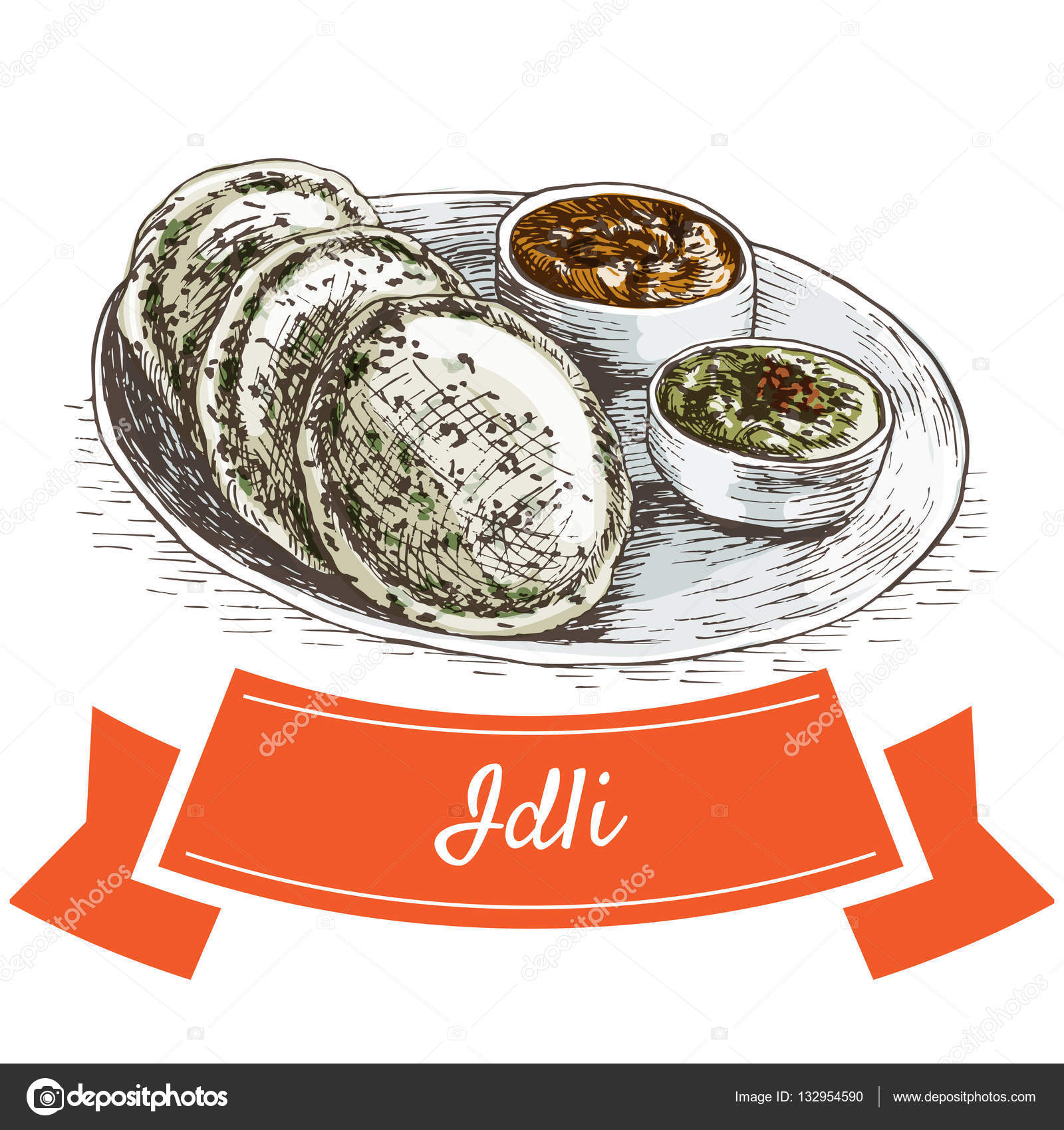 Idli colorful illustration. Stock Vector by ©messer16 132954590