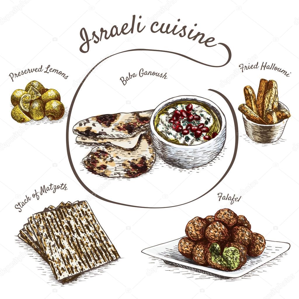 Menú de Israel ilustración colorida. 2022
