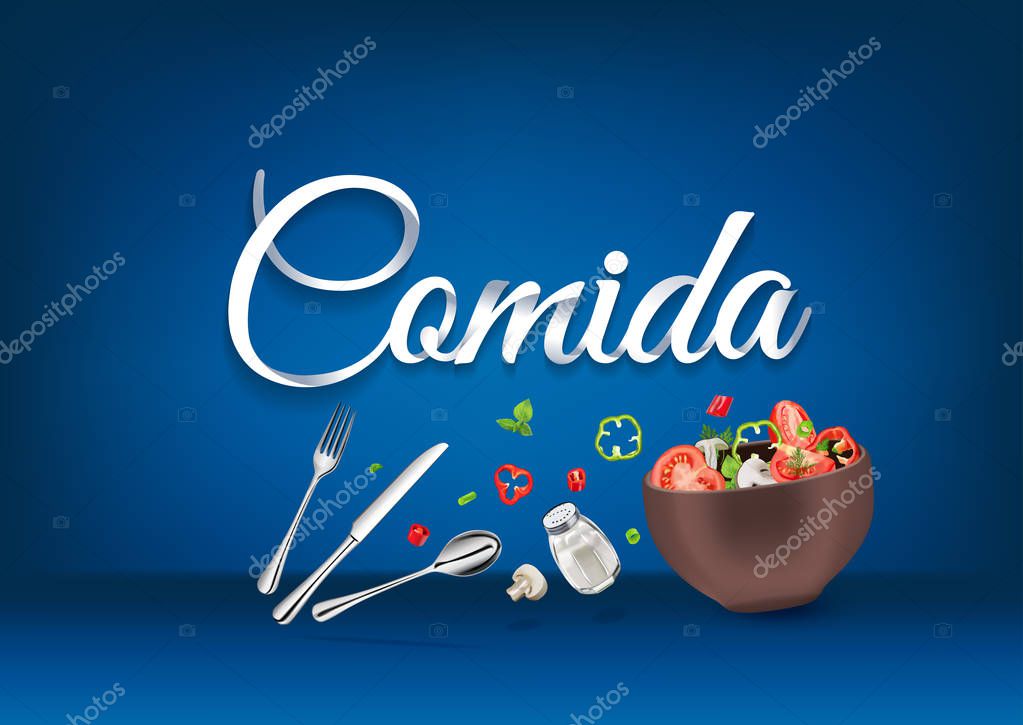 Hora del almuerzo - en español, caligrafía de letras a mano de papel. 2024