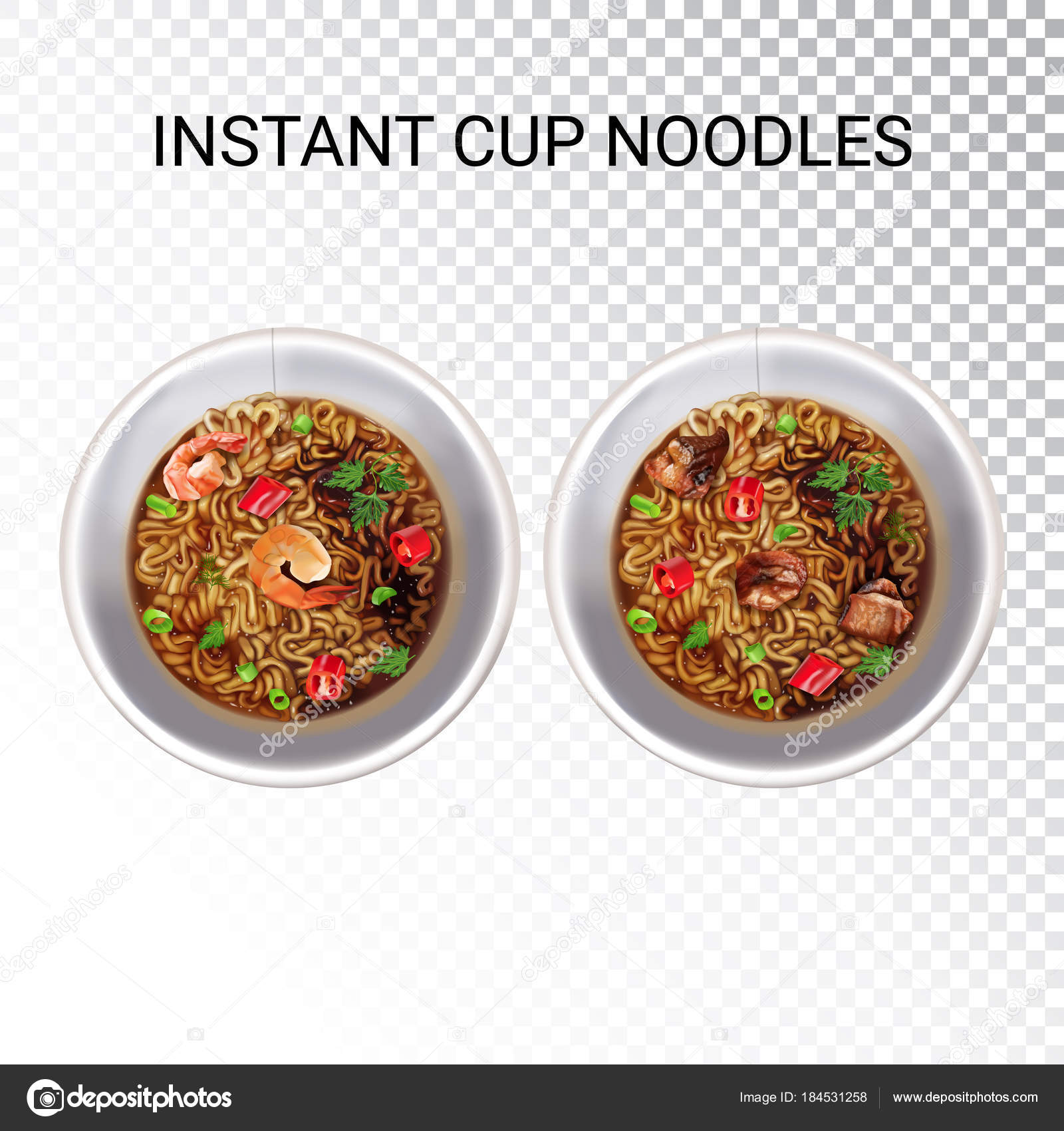 Instant cup noodles. Vector isolated illustration of chinese, korean ...