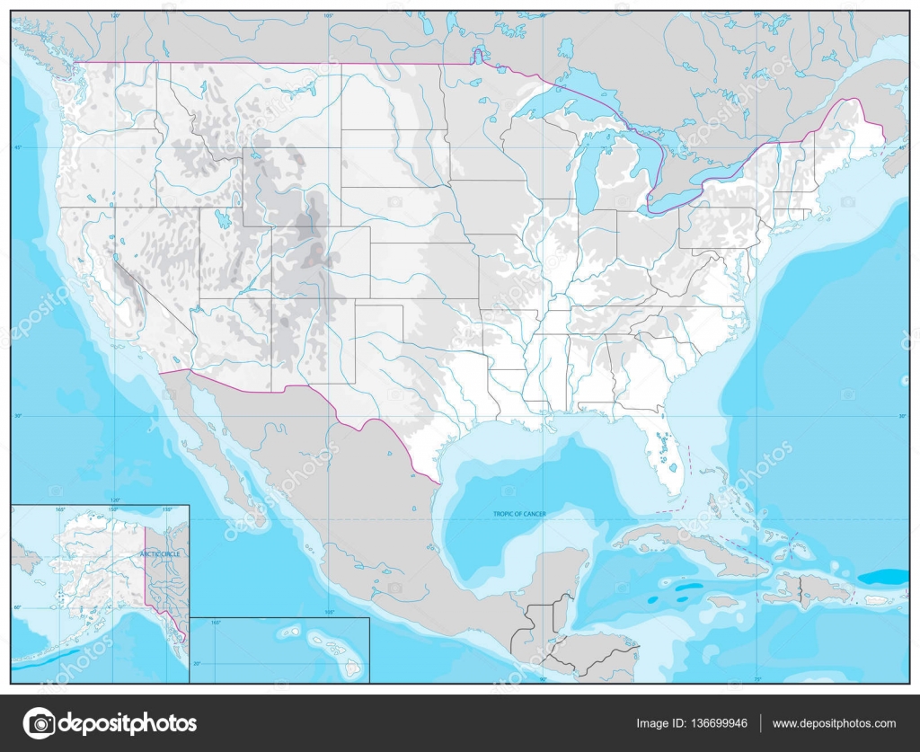 Physical map of USA. No text Stock Vector by ©Cartarium 136699946