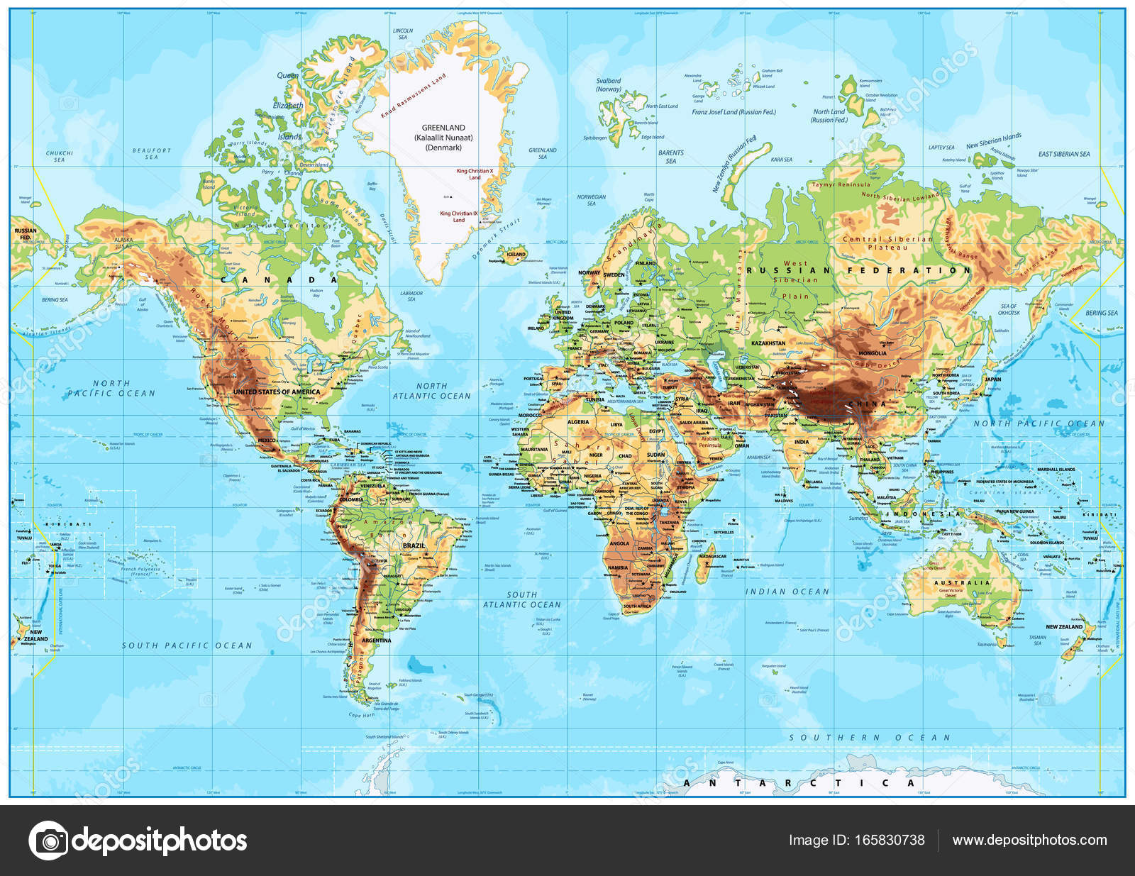 Mapa Fisico Do Mundo Mapa Mundi: Continentes, Países, Capitais E
