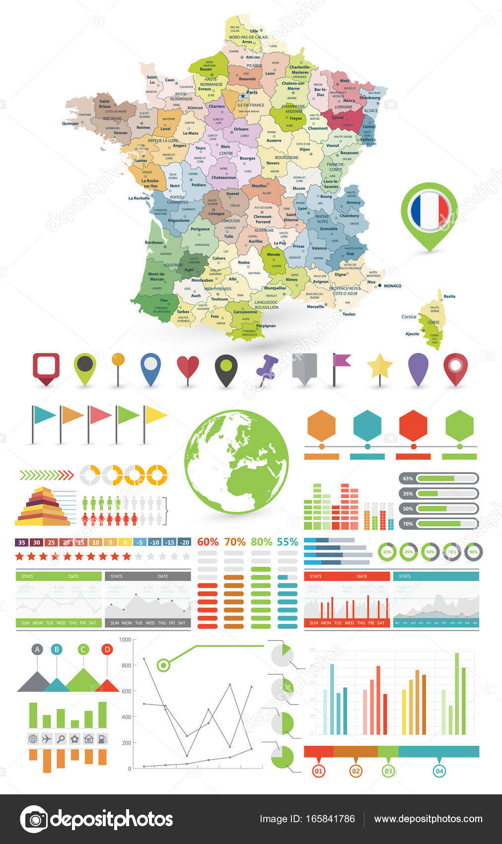 France map and Infographics design elements. On white Stock Vector by ...