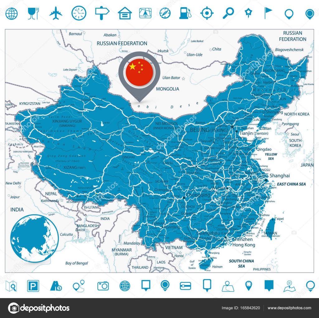 China Road Map and Navigation Icons Stock Vector Image by ©Cartarium ...