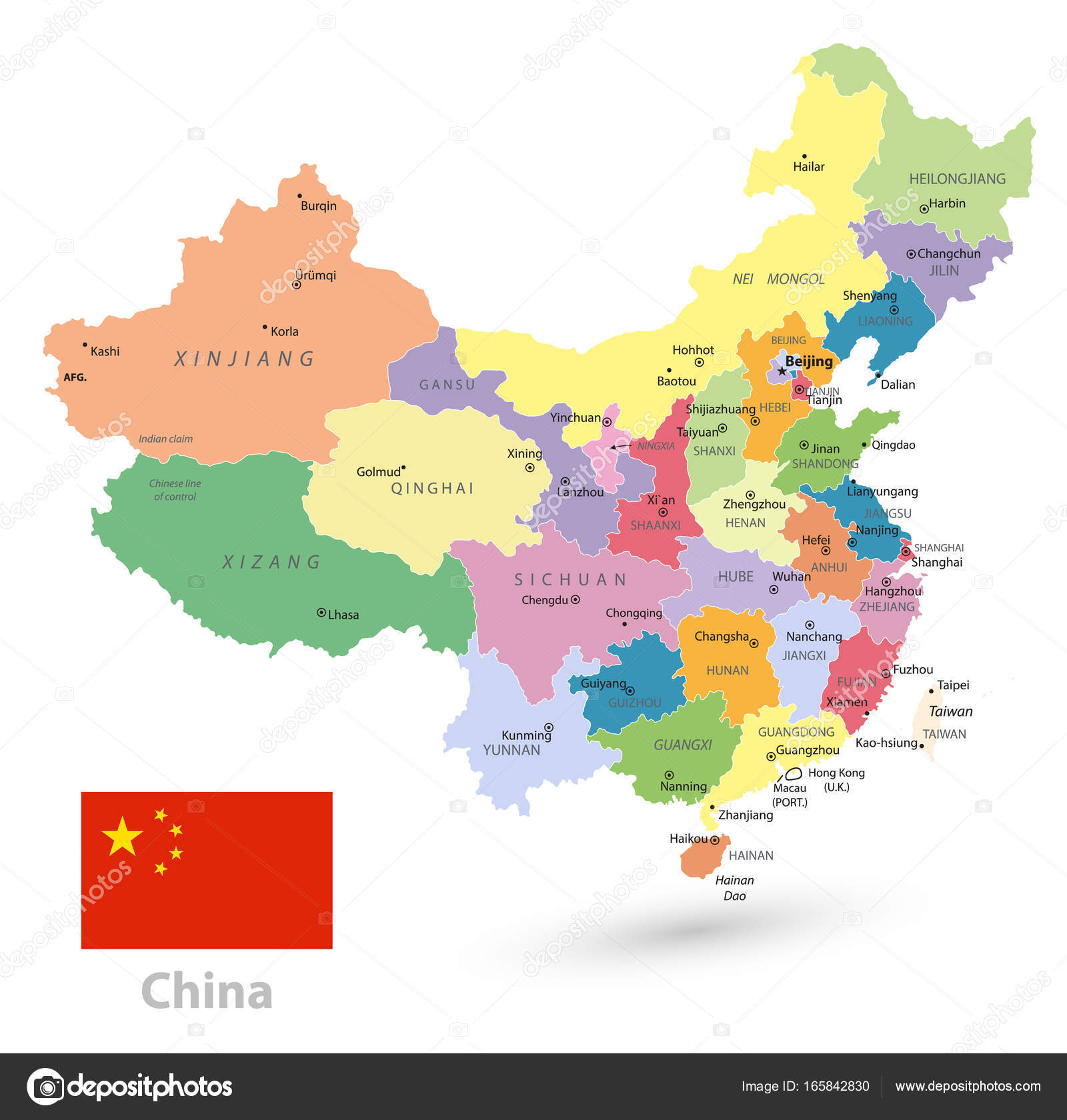 Peta Politik China Terisolasi di Putih Vektor Stok oleh ©Cartarium ...