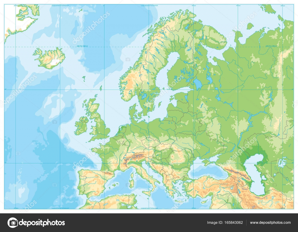 Europe Physical Map. No text Stock Vector by ©Cartarium 165843062