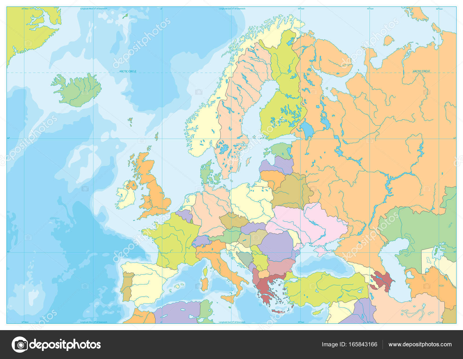 Mappa politica e batimetrica dell'Europa - Vettoriale Stock di ...