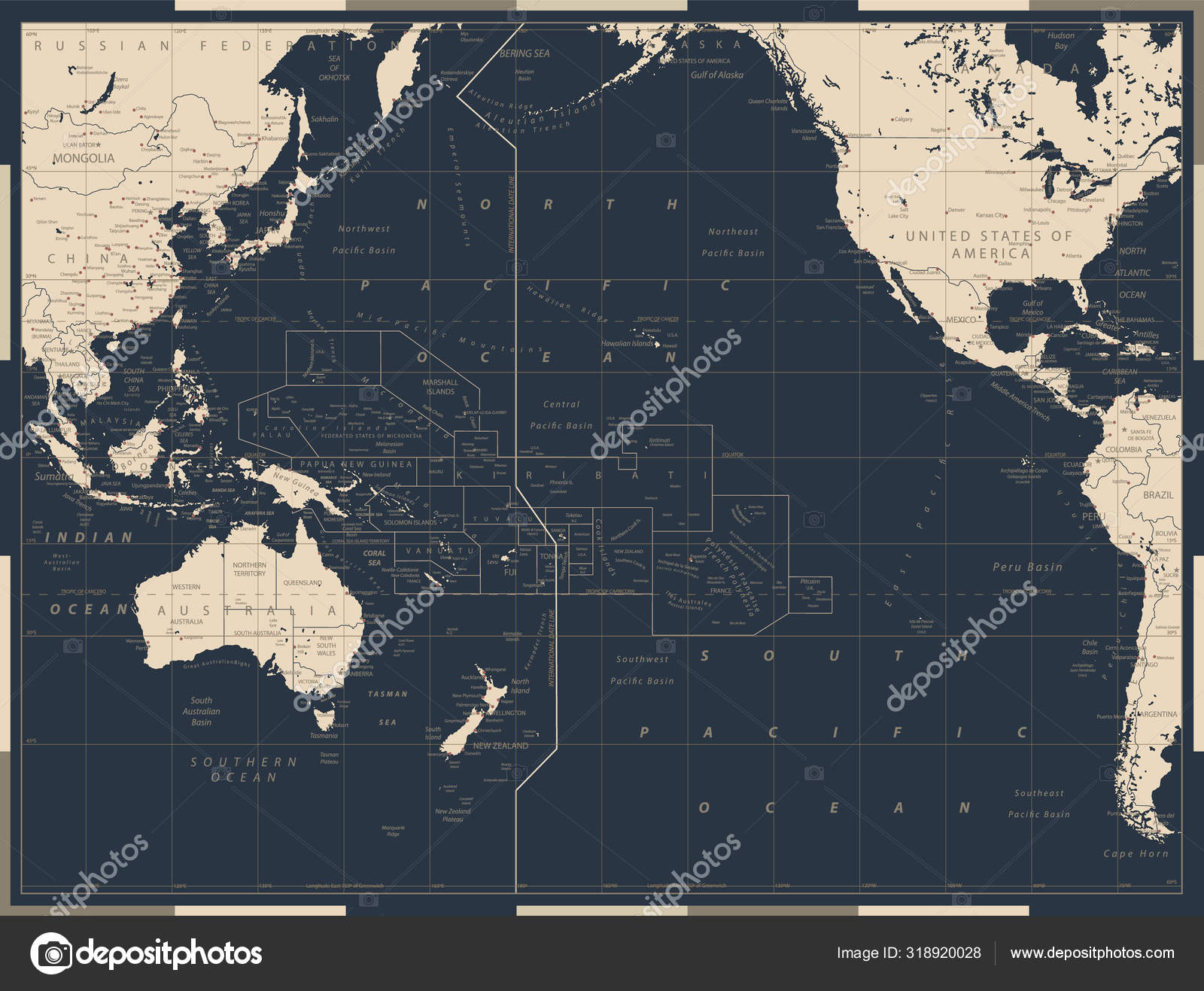 Pacific Ocean Political Map