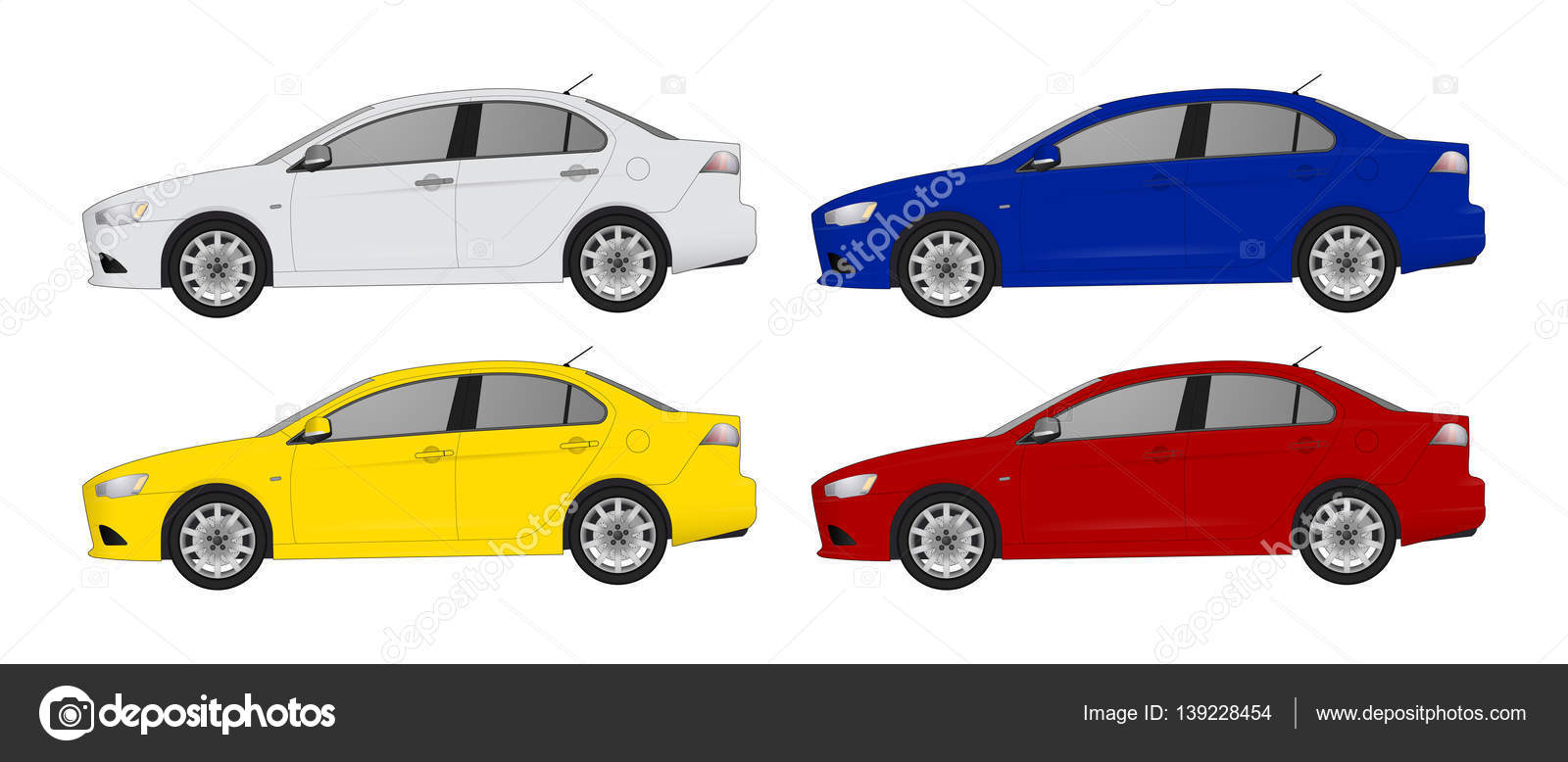 Set of different color car, realistic car models Stock Vector Image by ...