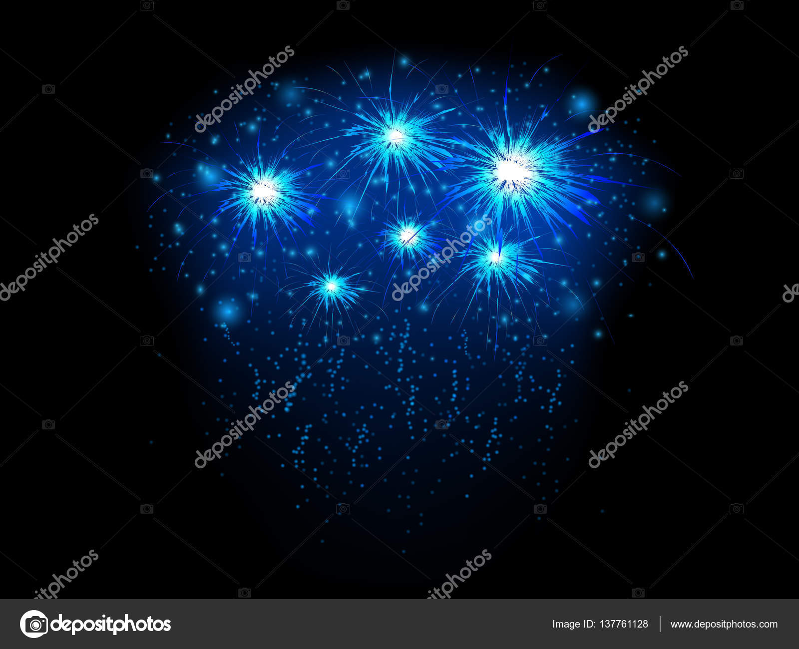 Abstract background with blue fireworks Stock Vector Image by ...